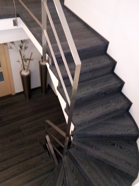 Escaleras De Madera Oscura Color Espresso Escalera De Acero Con Color